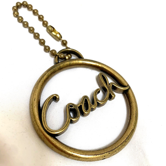 Coach | Bags | Coach Large Bronze Brass Metal Script Signature Circle ...